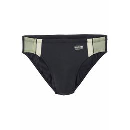 H.I.S. Badeslip H.I.S, Herren, Gr. 4, N-Gr, schwarz (schwarz, oliv), Polyamid, Badehosen, mit Kontrasteins&auml;tzen