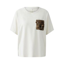 Oui - Rundhals-Shirt, weiss, Gr. 42 / M - Baumwolle