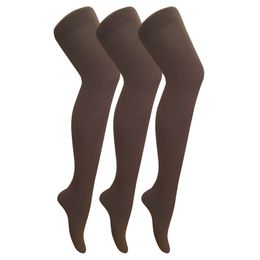 3 Paar Multipack Damen farbige undurchsichtige 80 Denier Strumpfhosen | Socken Snob | einfarbige Blockfarbe Strumpfhosen - Braun