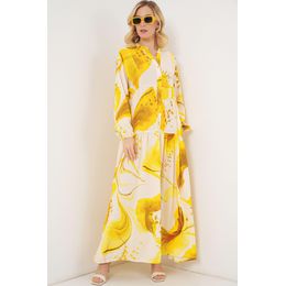 Gemustertes V-Ausschnitt Maxikleid