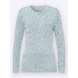 Rundhalspullover Classic Basics "Pullover", Damen, Gr. 44, gr&uuml;n (jade), 100% Polyacryl, gemustert, mehrfarbig, Pullover Rundhalspullover