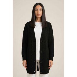 Knopf-V-Ausschnitt Jacquard-Cardigan