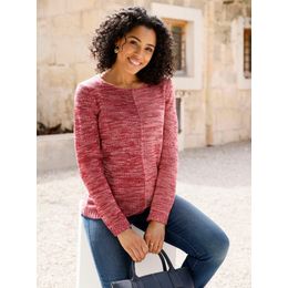 Strickpullover Classic Basics "Pullover", Damen, Gr. 38, dunkelrot, flamingo, meliert, 100% Polyacryl, gemustert, mehrfarbig, meliert, Pullover Strickpullover