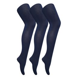 3 Paar Multipack Damen farbige undurchsichtige 80 Denier Strumpfhosen | Sock Snob | einfarbige Blockfarbe Strumpfhosen - Navy