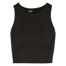Muskelshirt Urban Classics "Urban Classics Ladies Glitter Cropped Top", Damen, Gr. 5XL, schwarz, 76% Polyester, 21% Metall, 3% Elasthan, unifarben, skinny fit, Racerback, Shirts