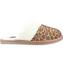 Hush Puppies - Damen Hausschuhe "Arianna", Leo-Muster, Wildleder (Braun/Wei&szlig;)