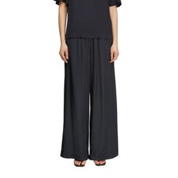 Stoffhose comma, Damen, Gr. 40, N-Gr, schwarz (navy), Web, Obermaterial: 54% Polyester, 46% Viskose, unifarben, lang, Hosen Stoffhose, mit elastischem Bund