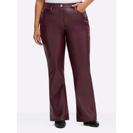 Bootcuthose sheego, Damen, Gr. 48, Normalgr&ouml;&szlig;en, burgund, 100% Polyester, unifarben, Hosen
