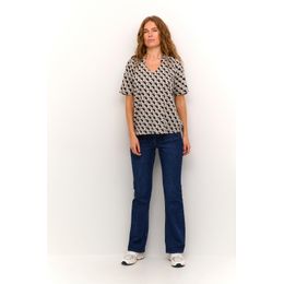 Kaffe Kurzarm-Bluse Regular fit Feather/Black Geometric Print white black