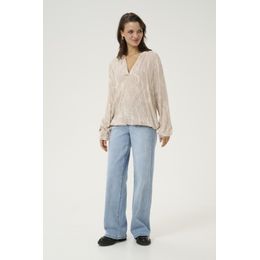 Kaffe Langarm-Bluse Regular fit Feather Gray,Chalk Print grey white
