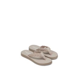 Marc O'Polo Zehentrenner MARC O'POLO "Sandy", Damen, Gr. 39, beige (hellbeige), Textil, Flechtoptik, Schuhe Zehentrenner, Sommerschuh, Strandschuh, Flat mit weichem Zehengreifer