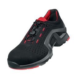 Sicherheitsschuh Uvex "1 x-tended support gelochter Halbschuh" Gr. 43, schwarz (schwarz, rot), 43, Obermaterial: 100% Rindsleder Leather cow., Schuhe