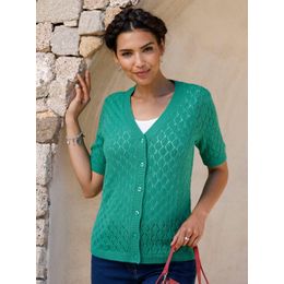 Ajourstrickjacke Classic Basics, Damen, Gr. 38, gr&uuml;n (smaragd), 100% Polyacryl, unifarben, Strickjacken Ajourstrickjacke