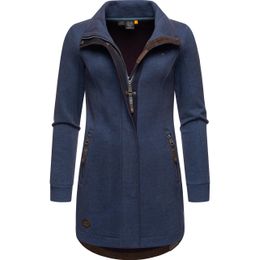 Sweatjacke Ragwear "Letrice", Damen, Gr. L (40), blau (navy), Sweatware, Obermaterial: 65% Baumwolle, 35% Polyester, tailliert ca. Mitte Oberschenkel, hoch geschlossener Ausschnitt, &Auml;rmel ohne &Auml;rmelschlitz normaler Saum, Sweatjacken Sweatjacke, Sportliche Zip-Jacke mit hohem Kragen