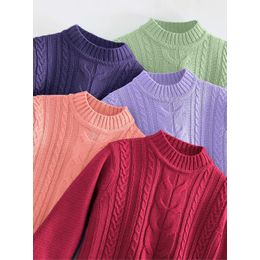 Stehkragenpullover Classic Basics "Pullover", Damen, Gr. 42, lila (lavendel), 100% Polyacryl, unifarben, figurumspielend, Pullover Stehkragenpullover