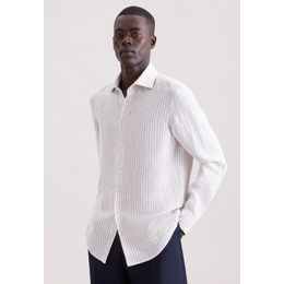 Leinenhemd Seidensticker "Schwarze Rose", Herren, Gr. S (38), normale &Auml;rmell&auml;ngen, beige, 100% Leinen, gestreift, slim fit, 2-Knopf-Manschette, Hemden, Slim 1/1 Kentkragen Gestreift