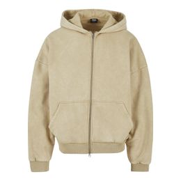 Kapuzenpullover Urban Classics "Urban Classics Herren Heavy Stone Washed 90's Zip Hoodie", Herren, Gr. XL, unionbeige, 70% Baumwolle, 30% Polyester, unifarben, oversize, ohne Ausschnitt, Pullover Kapuzenpullover