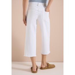 Loose-fit-Jeans Cecil, Damen, Gr. 25, L&auml;nge 20, wei&szlig;, Jeans, 78% Baumwolle, 21% Elastomultiester, 1% Elasthan, unifarben, 3/4-L&auml;nge, Jeans, mit Wide Legs