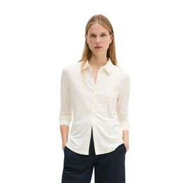 Marc O'Polo Blusenshirt MARC O'POLO "aus LENZING&trade; ECOVERO&trade;", Damen, Gr. L, wei&szlig; (sanftes wei&szlig;), Obermaterial: 94% Viskose, 6% Elasthan, unifarben, regular fit, B&uuml;ndchen, Shirts Blusenshirt