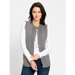 Strickweste Inspirationen, Damen, Gr. 36, grau (steingrau, meliert), 50% Baumwolle, 50% Polyacryl, meliert, unifarben, Westen Strickweste