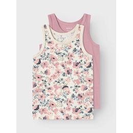 Unterhemd name it "NMFTANK TOP 2P NOSTALGIA FLOWER NOOS", M&auml;dchen, Gr. 104, 2 Stk., N-Gr, rosa (nostalgia rose), Jersey, Obermaterial: 95% Baumwolle, 5% Elasthan, bedruckt, normal, Rundhals, Unterhemden Unterhemd
