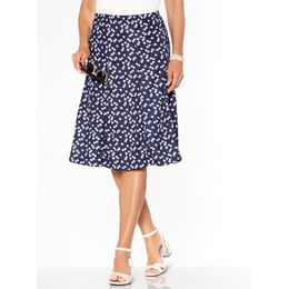 Jerseyrock Classic Basics, Damen, Gr. 38, blau (marine, wei&szlig;, bedruckt), 100% Polyester, bedruckt, gebl&uuml;mt, gemustert, knielang, R&ouml;cke