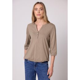 Tunikashirt Street One, Damen, Gr. 34, beige (light terra mocha), Web, 100% Baumwolle, unifarben, comfort fit normal, Rundhals, elastischer Bund, Shirts, mit 3/4 &Auml;rmeln