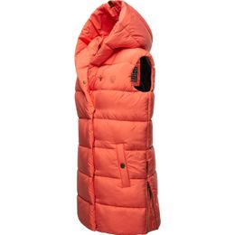 Steppweste Navahoo "Madilynaa", Damen, Gr. S (36), orange (koralle), Oberstoff: 100% Polyester. Futter: 100% Polyester. Wattierung: 100% Polyester, oversize ca. Mitte Oberschenkel, V-Ausschnitt, Westen Steppweste, stylische &auml;rmellose Damen Weste mit Kapuze