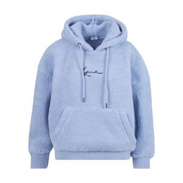 Kapuzensweatshirt Karl Kani "Karl Kani Damen KW233-041-2 KK Metal Signature Teddy Os Hoodie", Damen, Gr. XL, blau (light blau), 100% Polyester (Recycelt), unifarben, Sweatshirts