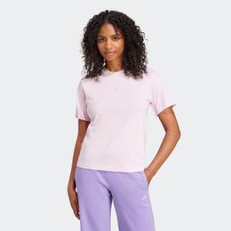 T-Shirt adidas Sportswear "W SL SJ T", Damen, Gr. L, pink (clear pink, wei&szlig;), Obermaterial: 100% Baumwolle, normal, Rundhals, Shirts T-Shirt, Basic Design, Rundhalsausschnitt, mit kleinem 3-Streifen Logo