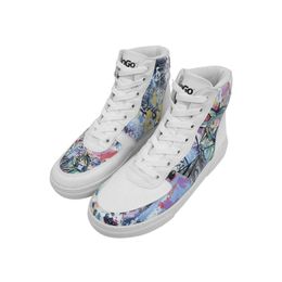 Stiefelette DOGO "Ace Boots New York State Of Mind Damen High Sneaker, Ace Boots", Damen, Gr. 38, Normalschaft, wei&szlig;, Lederimitat, Schuhe Stiefelette, Handgefertigt