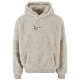 Longpullover Karl Kani "Karl Kani Herren KM233-020-3 KK Metal Signature Teddy Os Hoodie", Herren, Gr. L, beige (sanftes wei&szlig;), 100% Polyester (Recycelt), unifarben, oversize, ohne Ausschnitt, Pullover Longpullover