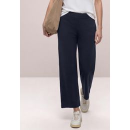 Stoffhose Street One, Damen, Gr. 38, L&auml;nge 28, tiefblau, Stoff, 95% Viskose, 5% Elasthan, unifarben, loose fit kn&ouml;chelfrei, Hosen Stoffhose, High Waist