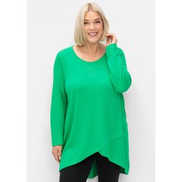 Longshirt sheego "Longshirt", Damen, Gr. 48/50, gr&uuml;n (grasgr&uuml;n), 50% Baumwolle, 50% Modal, unifarben, Rundhals, Shirts Longshirt