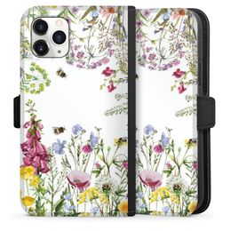 DeinDesign iPhone 11 Pro Handy Klapph&uuml;lle Handyh&uuml;lle aus Kunst Leder schwarz Flip Case Meadow Nature Flowers Sideflip mit Lasche