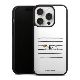 DeinDesign iPhone 15 Pro Handy Gallery Case Handyh&uuml;lle 9H Geh&auml;rtetes Glas R&uuml;ckseite H&uuml;lle Snoopy Dog Peanuts Gallery Case