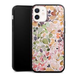 DeinDesign iPhone 12 mini Handy Slim Case extra d&uuml;nn Silikon Handyh&uuml;lle schwarz H&uuml;lle Eukalyptus Muster Pattern Silikon Slim Case