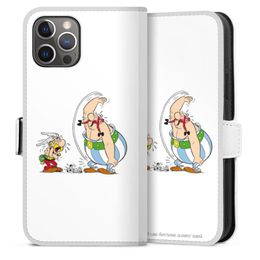 DeinDesign iPhone 12 Pro Handy Klapph&uuml;lle Handyh&uuml;lle aus Kunst Leder wei&szlig; Flip Case Obelix Official Licensed Product Asterix Sideflip mit Lasche