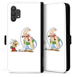 DeinDesign Galaxy A32 5G Handy Klapph&uuml;lle Handyh&uuml;lle aus Kunst Leder schwarz Flip Case Obelix Official Licensed Product Asterix Sideflip mit langer Lasche