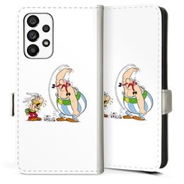 DeinDesign Galaxy A53 5G Handy Klapph&uuml;lle Handyh&uuml;lle aus Kunst Leder wei&szlig; Flip Case Obelix Official Licensed Product Asterix Sideflip mit Lasche