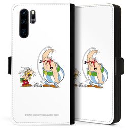 DeinDesign Huawei P30 Pro Handy Klapph&uuml;lle Handyh&uuml;lle aus Kunst Leder schwarz Flip Case Obelix Official Licensed Product Asterix Sideflip mit langer Lasche