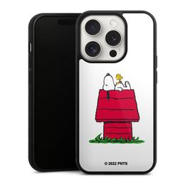 DeinDesign iPhone 15 Pro Handy Gallery Case Handyh&uuml;lle 9H Geh&auml;rtetes Glas R&uuml;ckseite H&uuml;lle Snoopy Peanuts Official Licensed Product Gallery Case