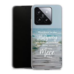 DeinDesign Xiaomi 14 Handy Silikon H&uuml;lle Case transparent Handyh&uuml;lle Statement Beach Spruch Silikon Case