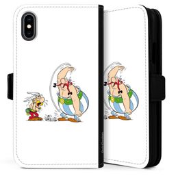 DeinDesign iPhone X Handy Klapph&uuml;lle Handyh&uuml;lle aus Kunst Leder schwarz Flip Case Obelix Official Licensed Product Asterix Sideflip mit langer Lasche