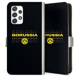 DeinDesign Galaxy A52s 5G Handy Klapph&uuml;lle Handyh&uuml;lle aus Kunst Leder wei&szlig; Flip Case Official Licensed Product Bvb Borussia Dortmund Sideflip mit Lasche