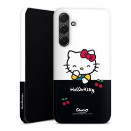 DeinDesign Galaxy A35 5G Handy Premium Case Smartphone Handyh&uuml;lle Schutzh&uuml;lle gl&auml;nzend Hello Kitty Cherry Official Licensed Product Premium Case