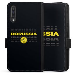 DeinDesign Galaxy A50 Handy Klapph&uuml;lle Handyh&uuml;lle aus Kunst Leder schwarz Flip Case Official Licensed Product Bvb Borussia Dortmund Sideflip mit Lasche