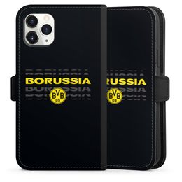 DeinDesign iPhone 11 Pro Handy Klapph&uuml;lle Handyh&uuml;lle aus Kunst Leder schwarz Flip Case Bvb Official Licensed Product Borussia Dortmund Sideflip mit Lasche