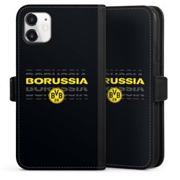 DeinDesign iPhone 11 Handy Klapph&uuml;lle Handyh&uuml;lle aus Kunst Leder schwarz Flip Case Bvb Official Licensed Product Borussia Dortmund Sideflip mit Lasche