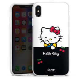 DeinDesign iPhone Xs Max Handy Silikon H&uuml;lle Case transparent Handyh&uuml;lle Hello Kitty Cherry Official Licensed Product Silikon Case